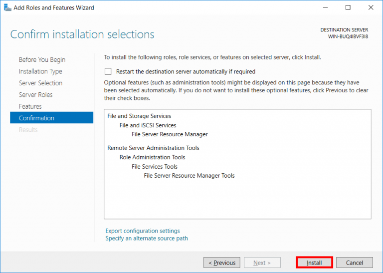 Install File Server Resource Manager Fsrm Role In Windows Server 2016