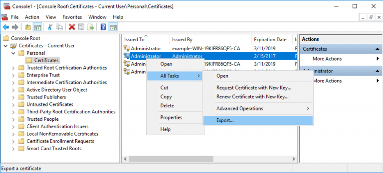 export-certificate - RootUsers