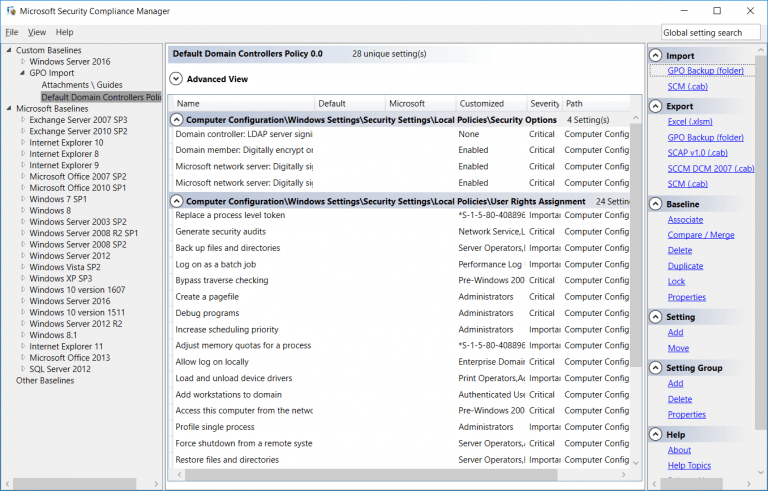 Create, View, and Import Security Baselines with Security Compliance ...