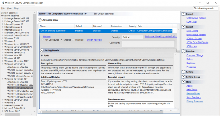 Create, View, and Import Security Baselines with Security Compliance Manager (SCM) - RootUsers