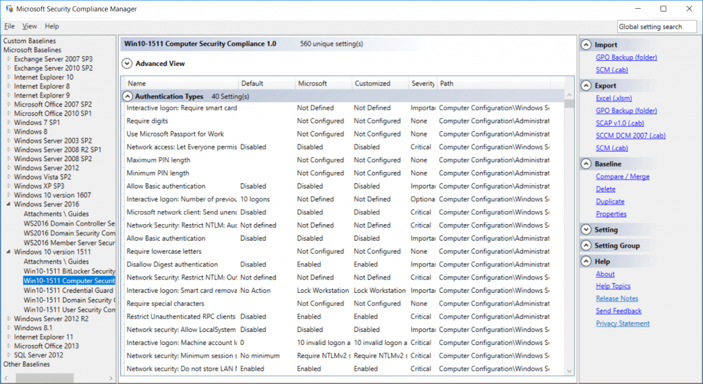 Create, View, and Import Security Baselines with Security Compliance ...