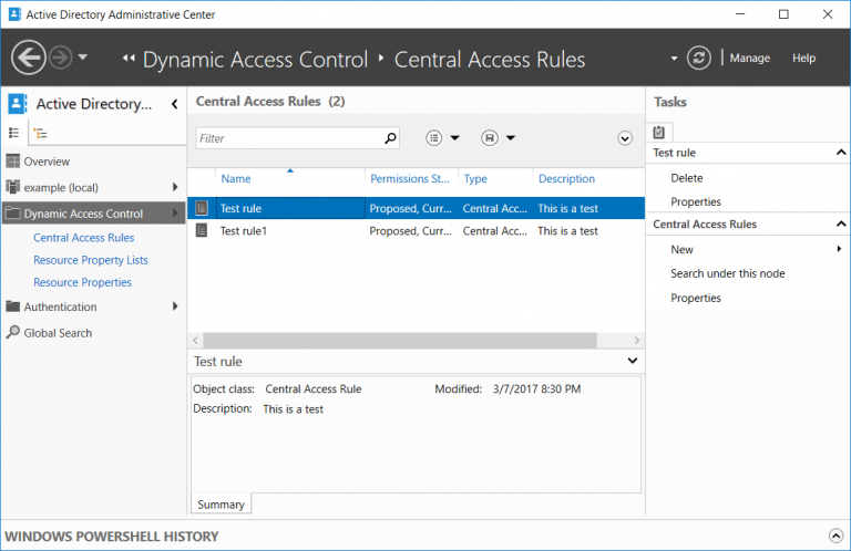 Create and Configure Central Access Rules and Policies - RootUsers