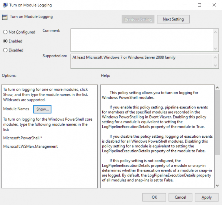 Enable And Configure Module Script Block And Transcription Logging In Windows Powershell