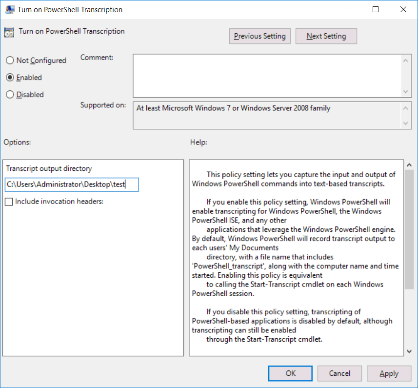 Enable And Configure Module Script Block And Transcription Logging In Windows Powershell