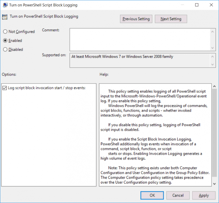 Enable And Configure Module Script Block And Transcription Logging In Windows Powershell